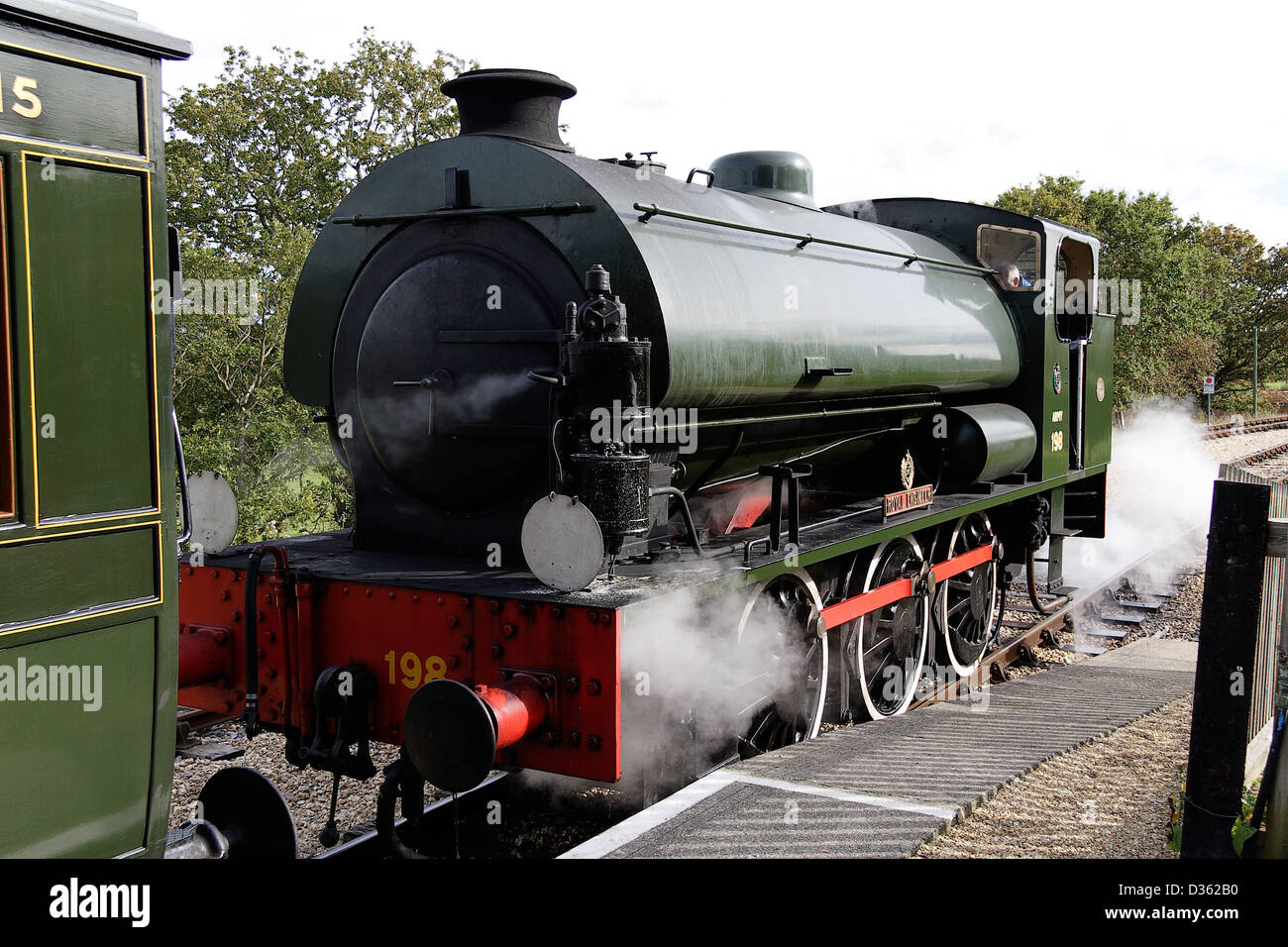 Preserved steam engine "Royal Engineer" arriving to connect to ...