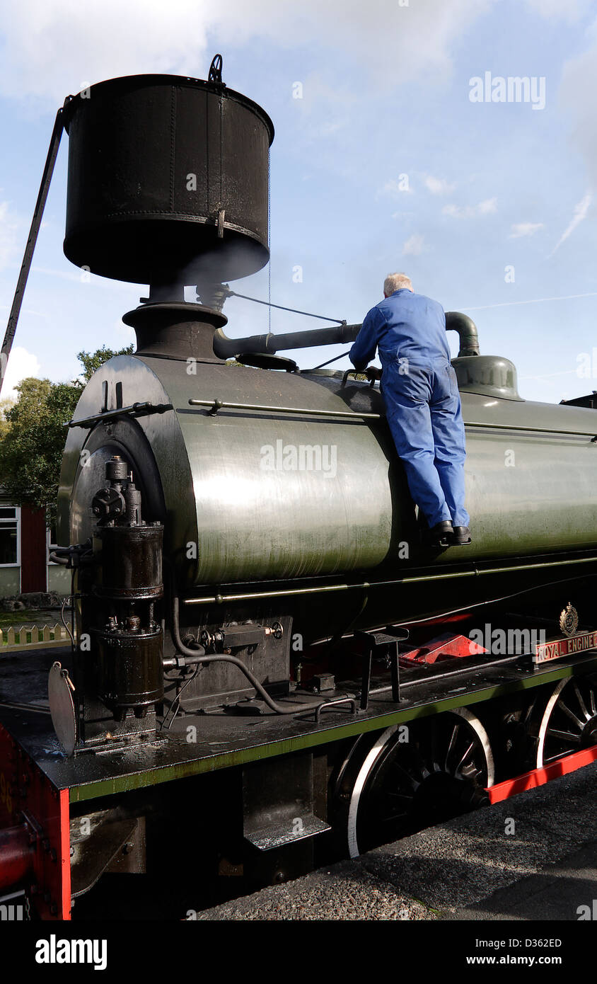 Preserved steam engine Royal Engineer topping up with water Stock Photo ...