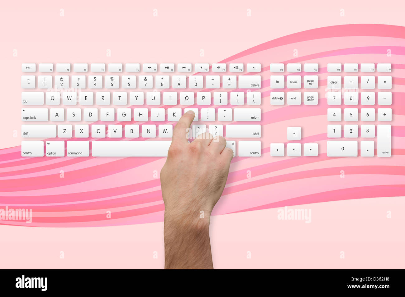 Hand pressing the l key on keyboard Stock Photo - Alamy
