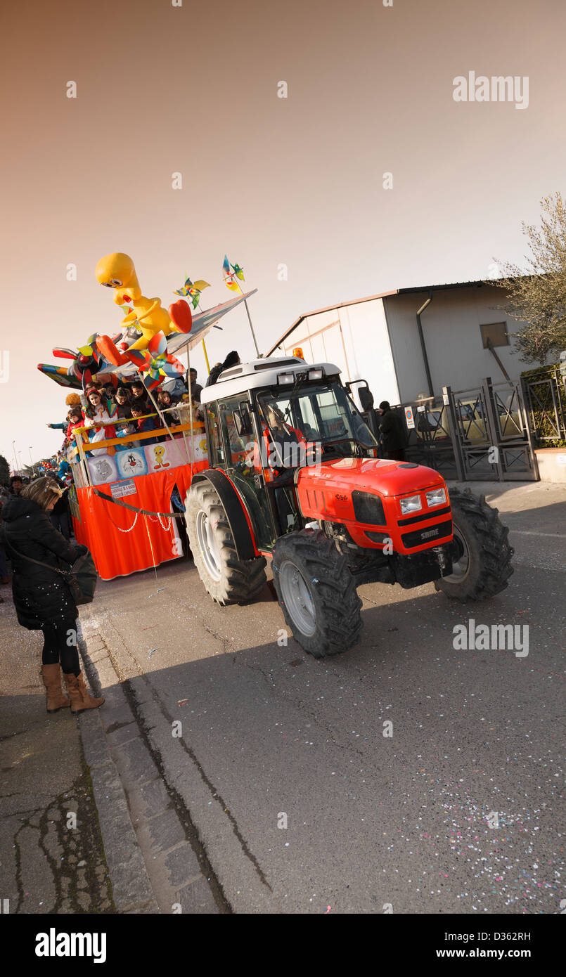 Red tractor at the Carnival of Signa, Florence Stock Photo - Alamy