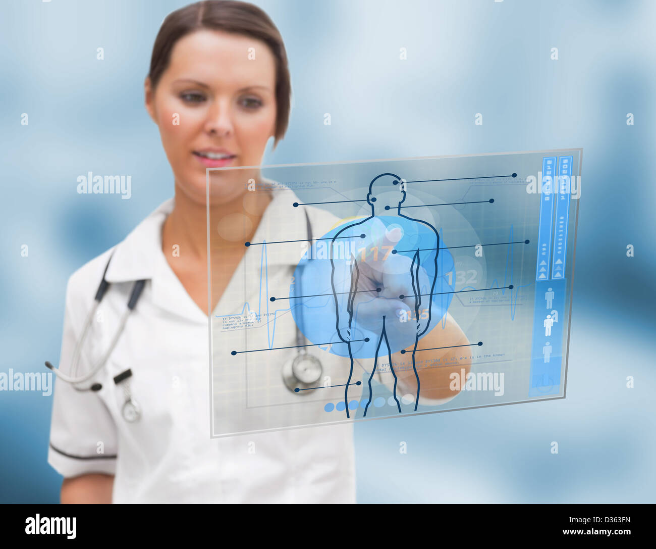 Nurse using a futuristic interface Stock Photo - Alamy