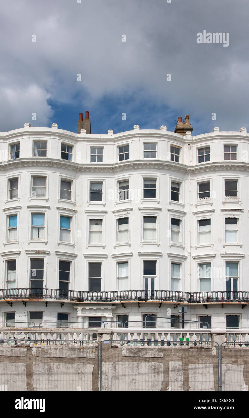 white regency style architecture on Brighton seafront, England Stock ...