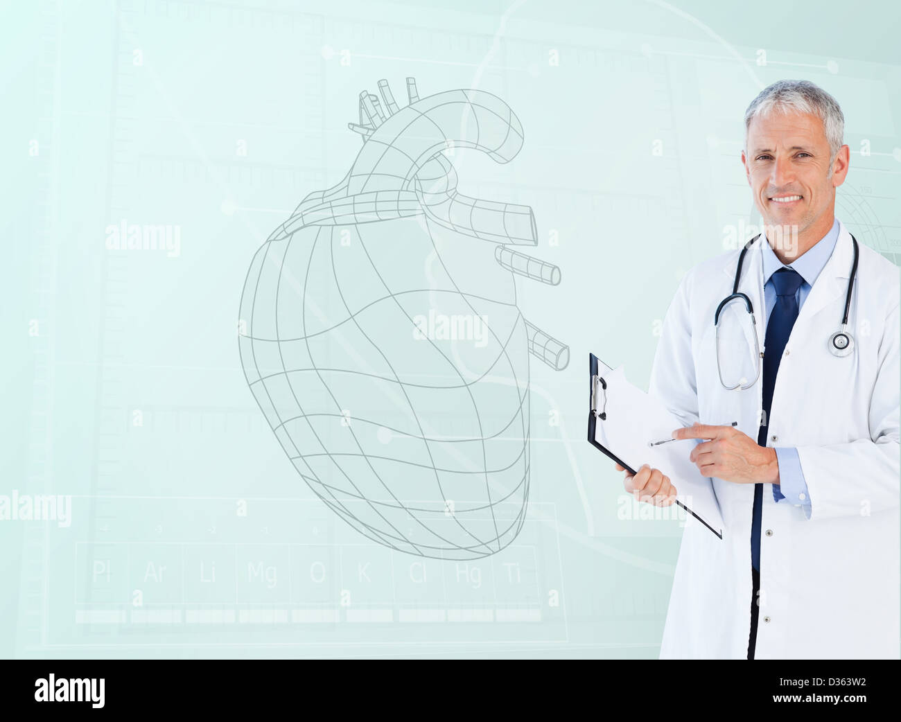 Portrait of a cardiologist smiling with a heart sketch Stock Photo - Alamy