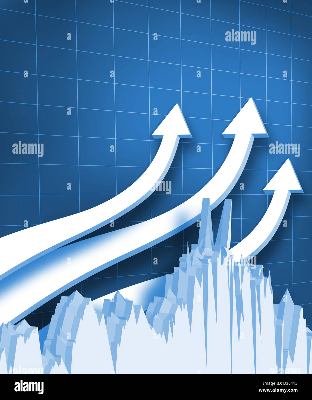 Digital white arrows with a graph Stock Photo - Alamy