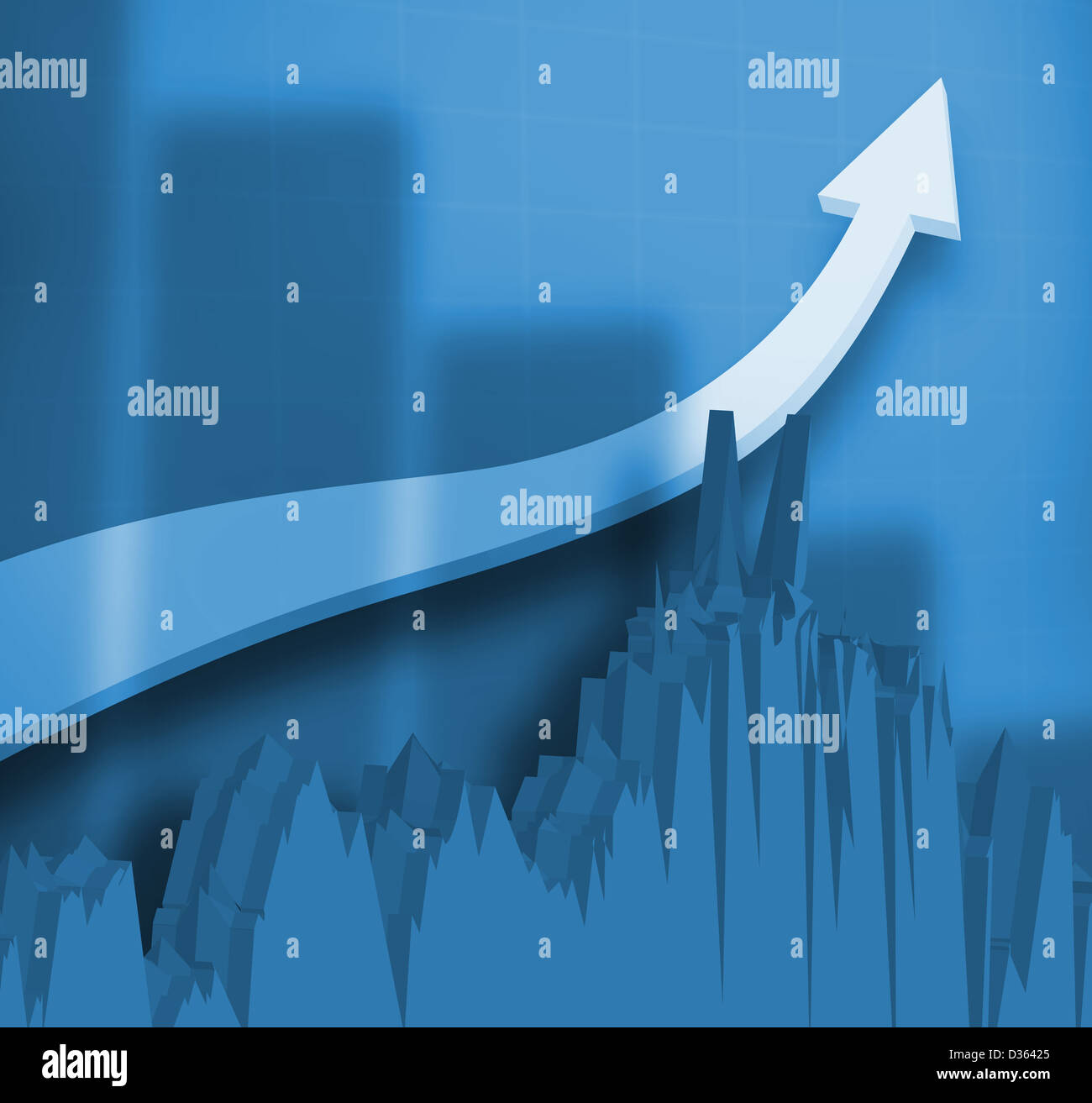Digital white arrow with a blue graph Stock Photo - Alamy