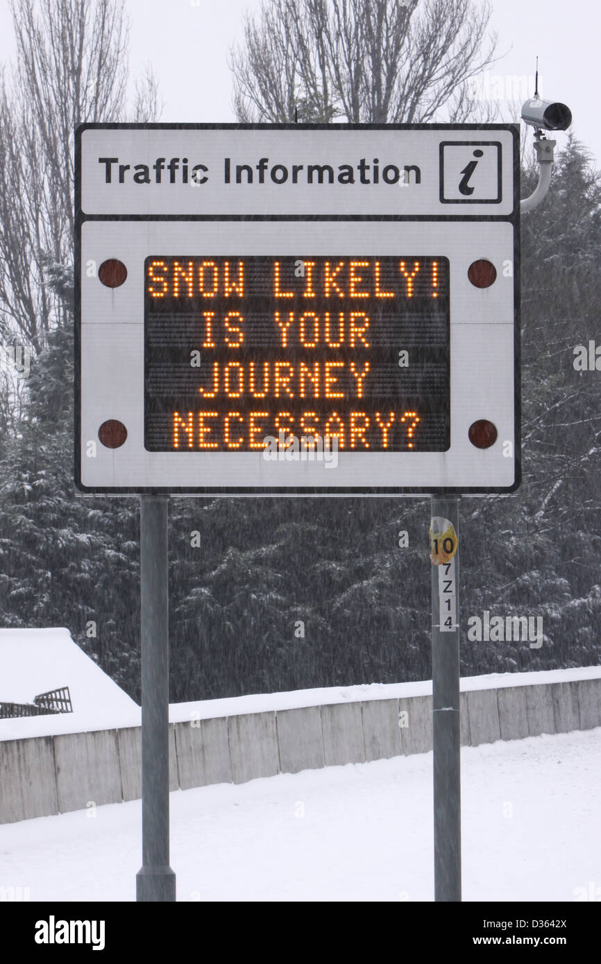 A road sign warning of snow Stock Photo - Alamy