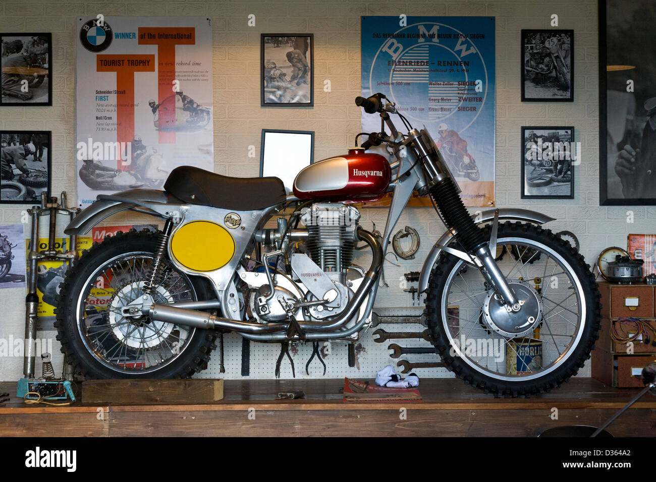 1960s husqvarna scramble bike sits High Resolution Stock Photography ...