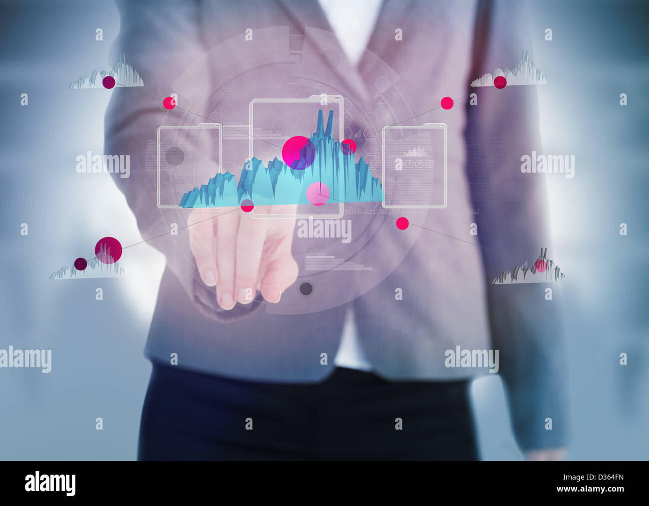 Businesswoman pointing to a graph on touchscreen Stock Photo - Alamy