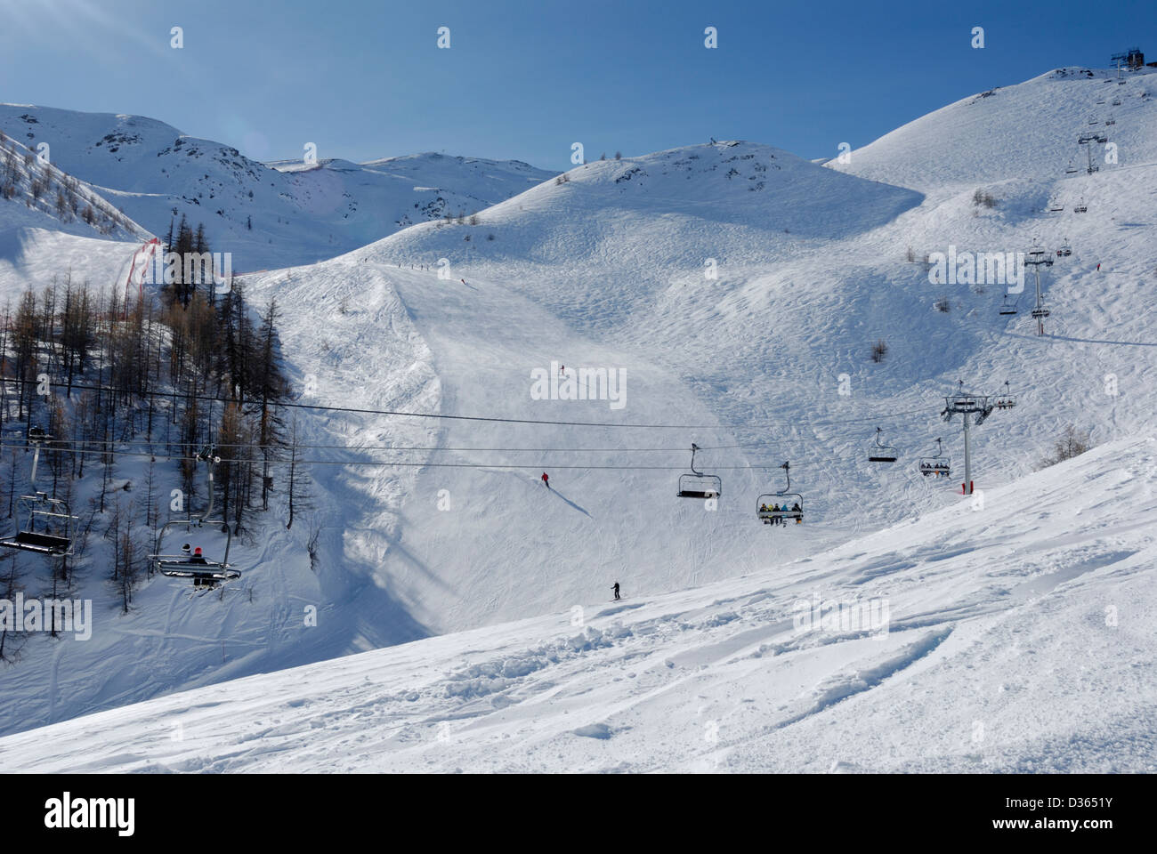 Clot Gauthier, Red ski run in Serre Chevalier, the Alps Stock Photo - Alamy