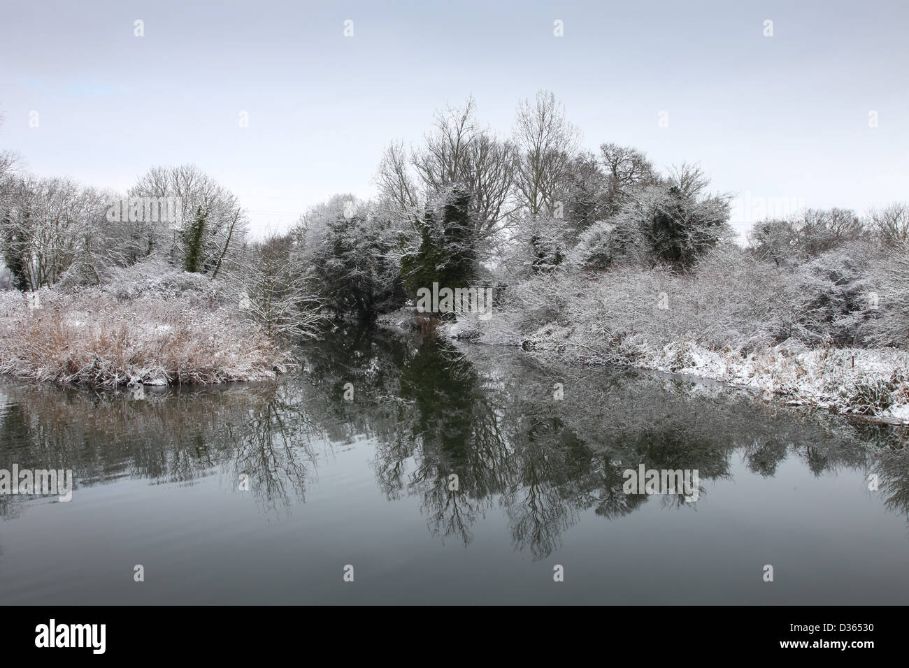 A winter scene along the Chelmer and Blackwater Navigation river near ...