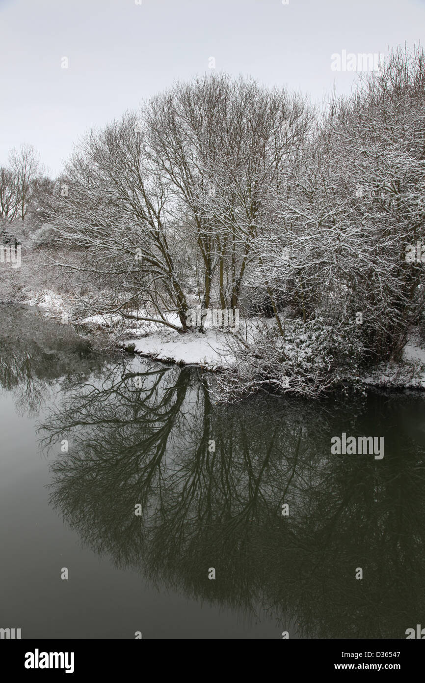A winter scene along the Chelmer and Blackwater Navigation river near ...
