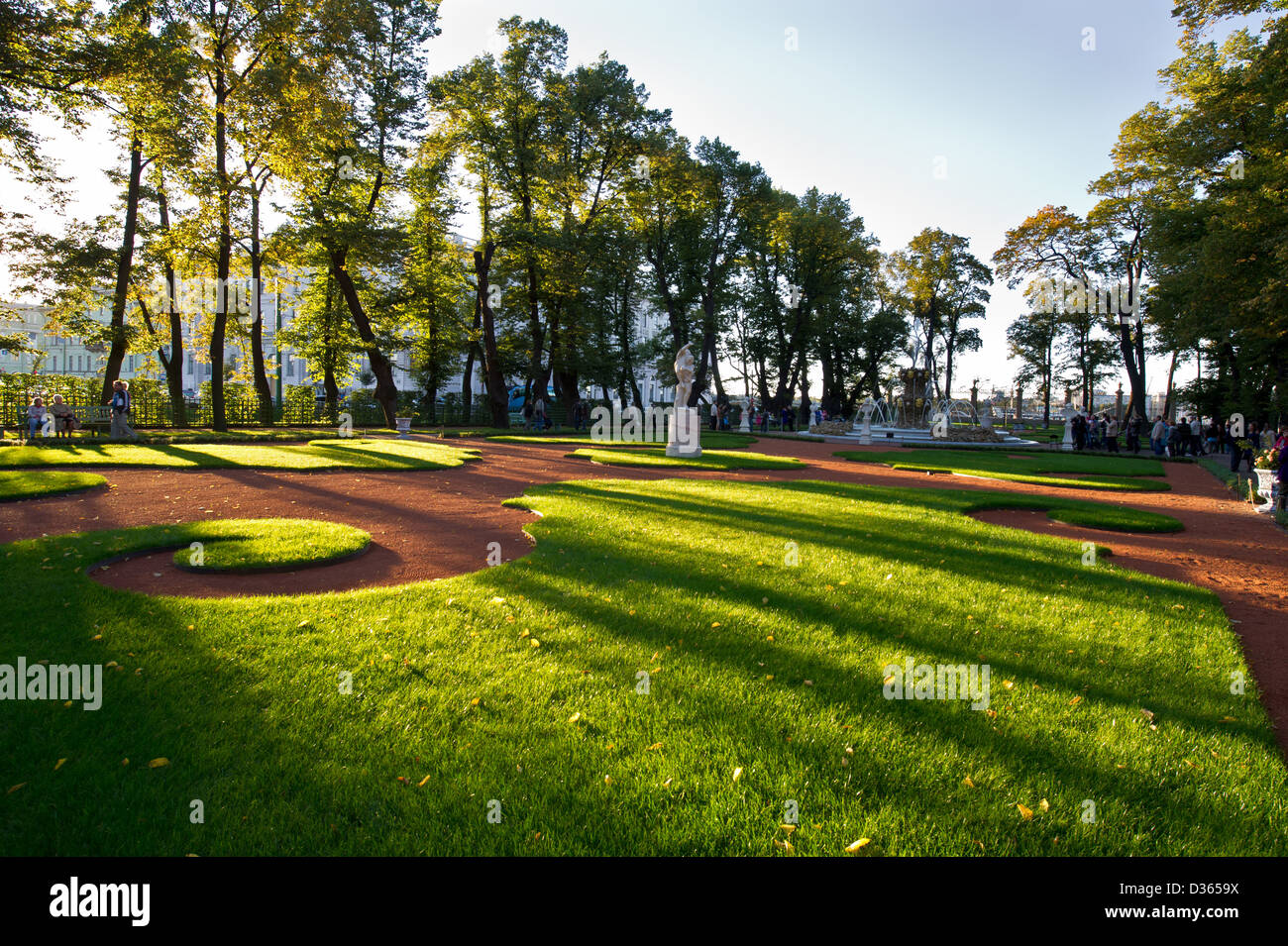 beautiful park trees over blue sky. formal garden. Russia Stock Photo ...