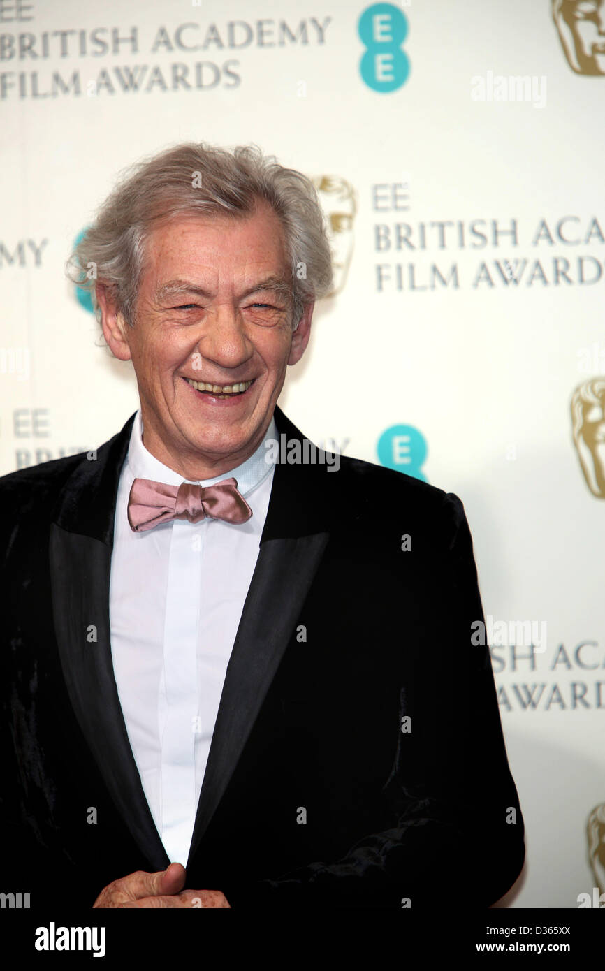 Actor Ian McKellen poses in the press room of the EE British Academy ...