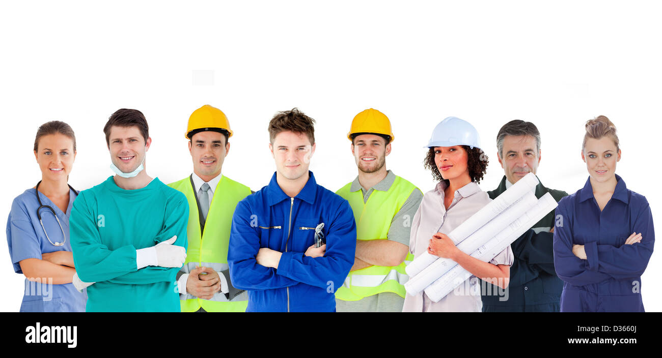 Group of people with different jobs standing in line Stock Photo - Alamy