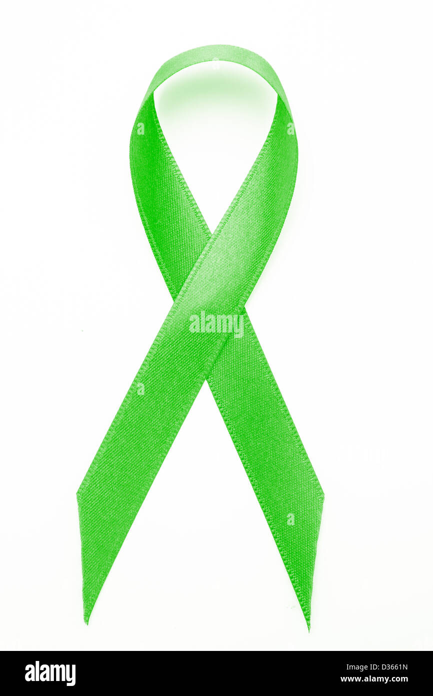 Green awareness ribbon Stock Photo - Alamy