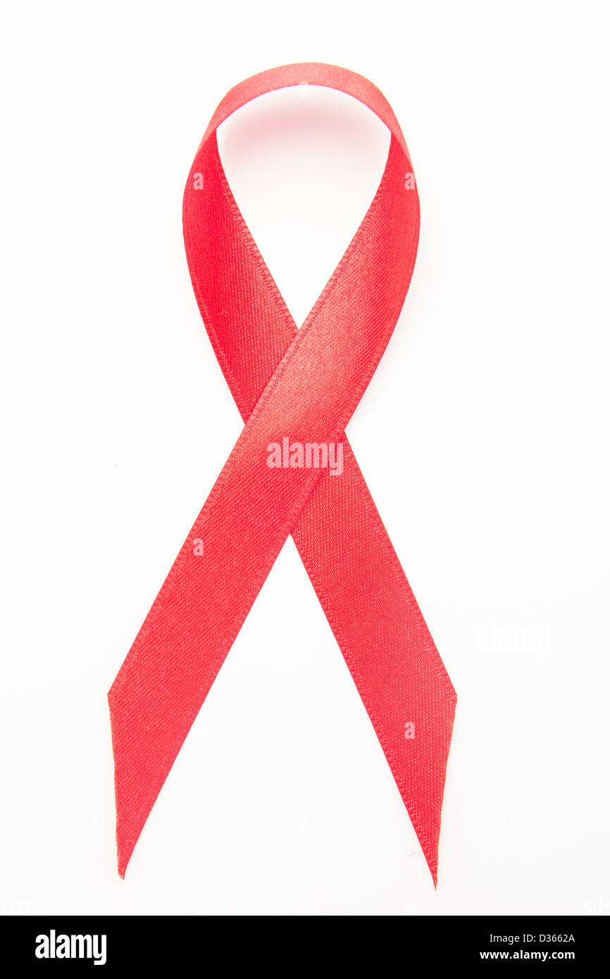 Red awareness ribbon Stock Photo - Alamy
