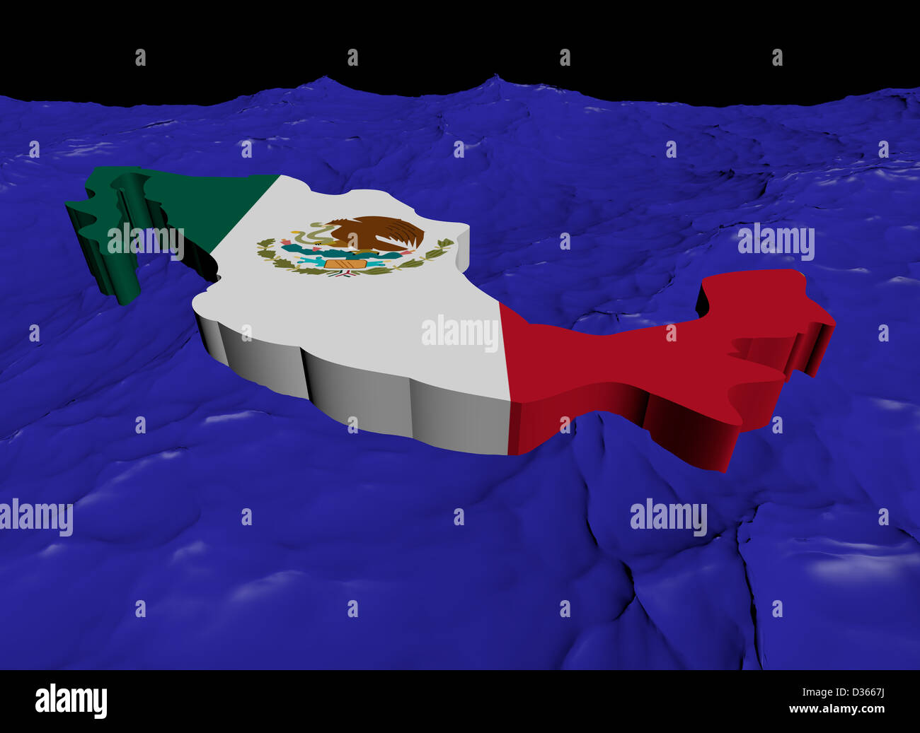 Mexico map flag in abstract ocean illustration Stock Photo - Alamy