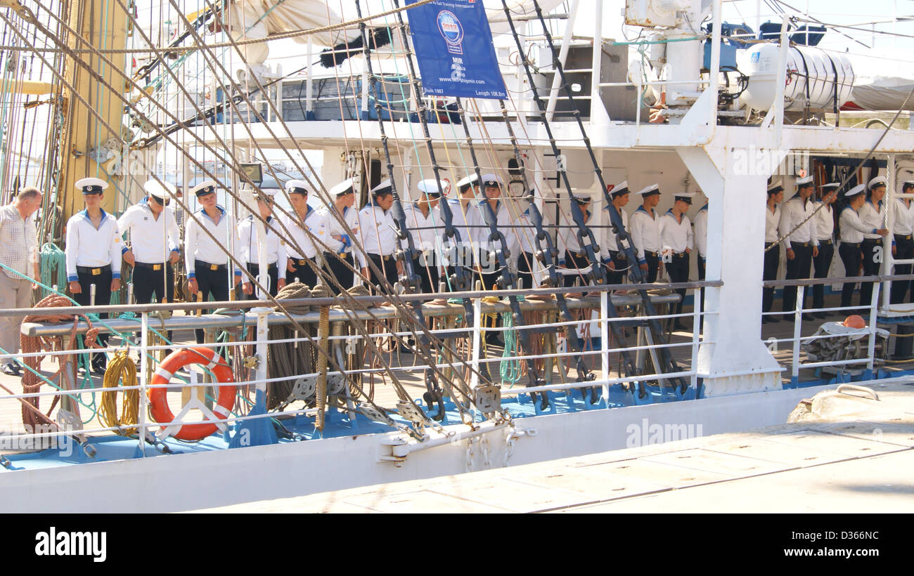 Sailing ship in the port Stock Photo - Alamy