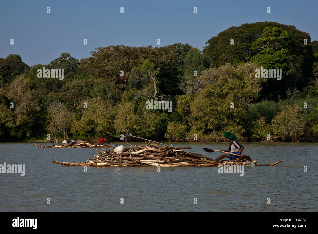 Local men transport wood across Lake Tana by Tankwa (Papyrus Boat ...