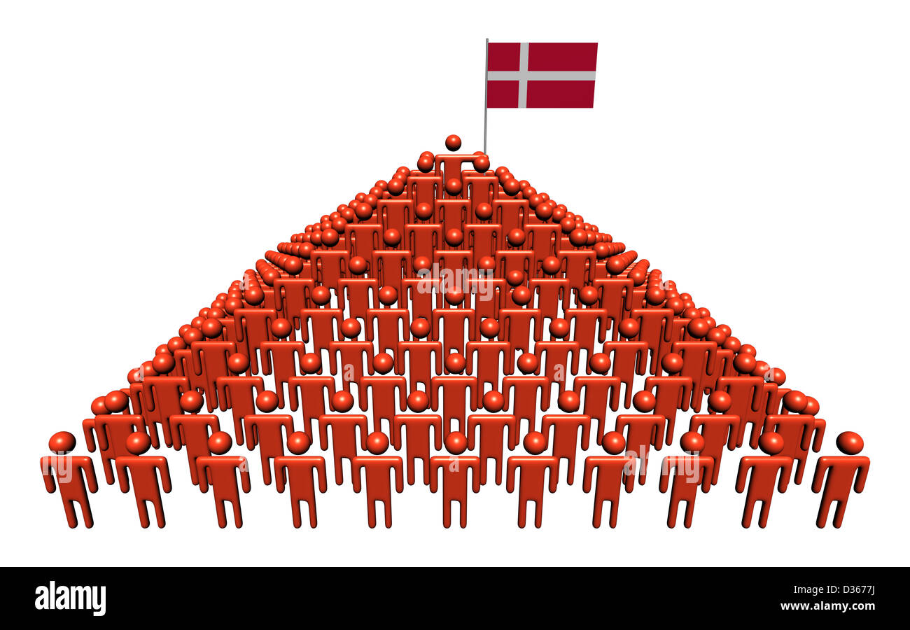 Pyramid of abstract people with Danish flag illustration Stock Photo ...