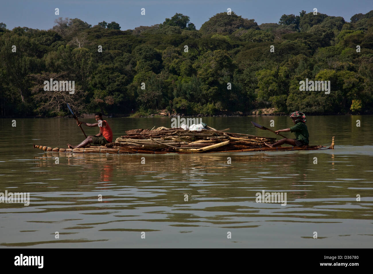 Local men transport wood across Lake Tana by Tankwa (Papyrus Boat ...