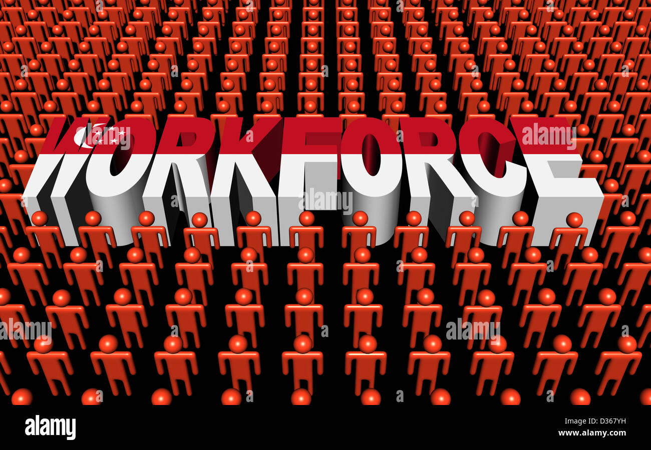 Singapore workforce with flag text illustration Stock Photo - Alamy