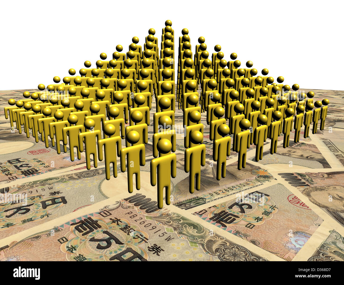 Pyramid of abstract people on Japanese Yen illustration Stock Photo - Alamy