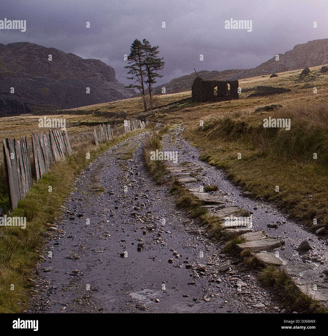 Cwm Orthin Chapel and Path Stock Photo - Alamy