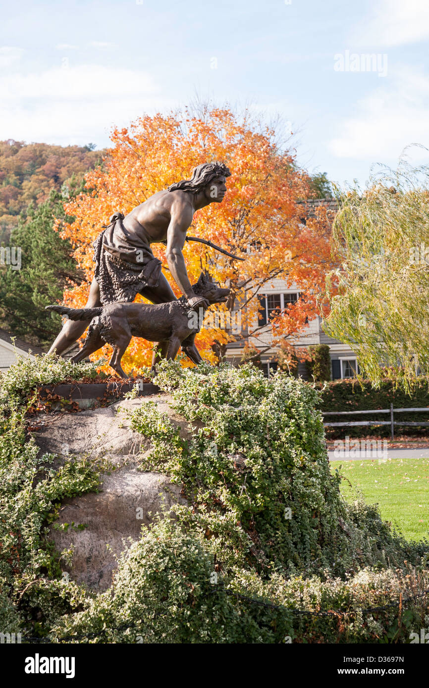 Indian Hunter Statue, Fall Foliage, Cooperstown, NY Stock Photo - Alamy