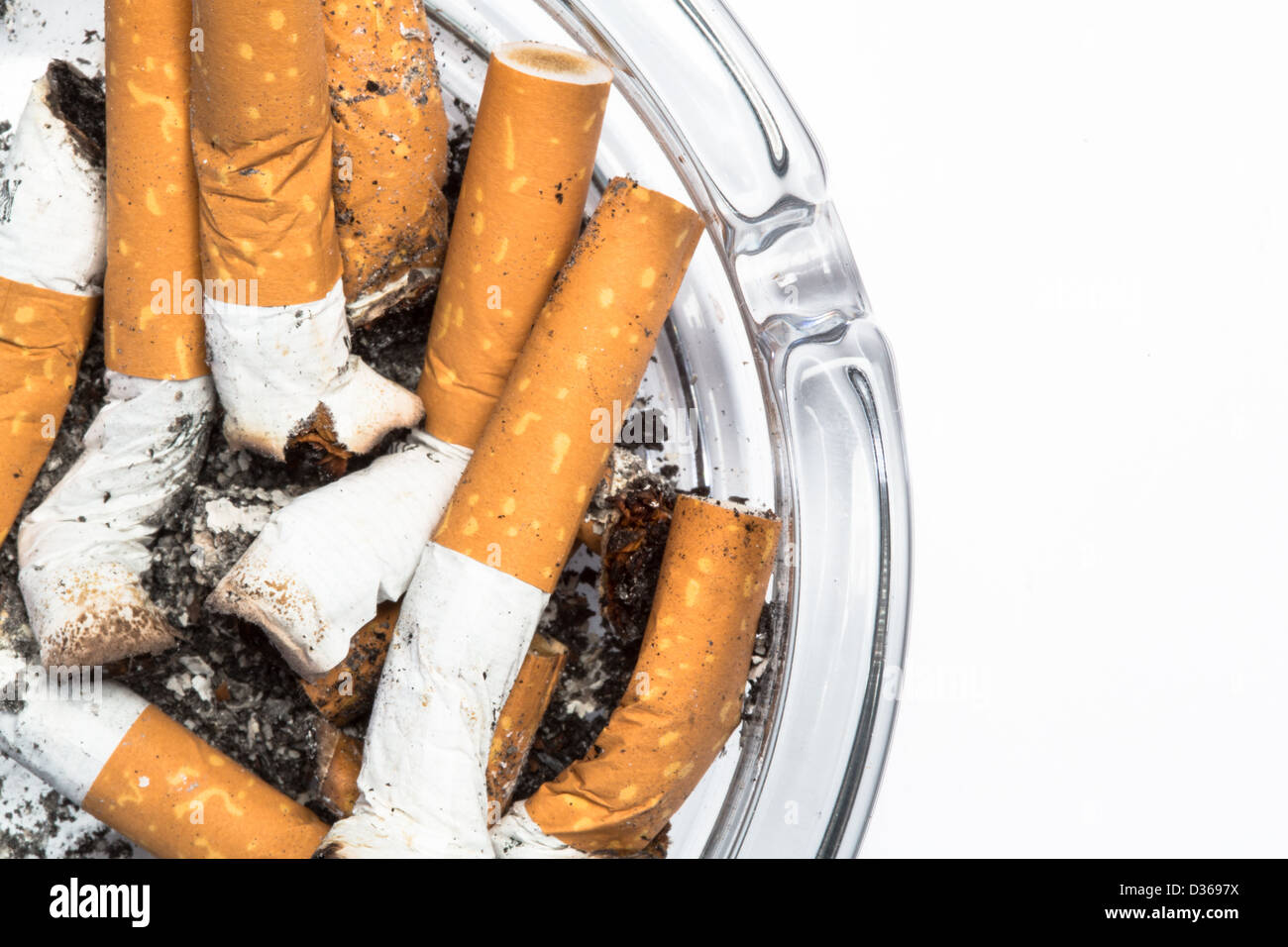 Close up overhead of ashtray Stock Photo - Alamy