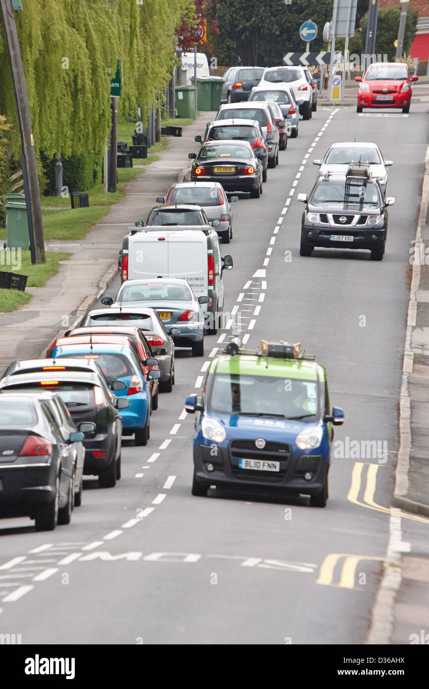 Morning rush hour traffic queue in Stoke Mandeville, Buckinghamshire ...