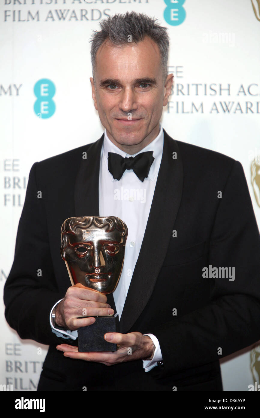Best actor winner Daniel Day Lewis poses in the press room of the EE ...