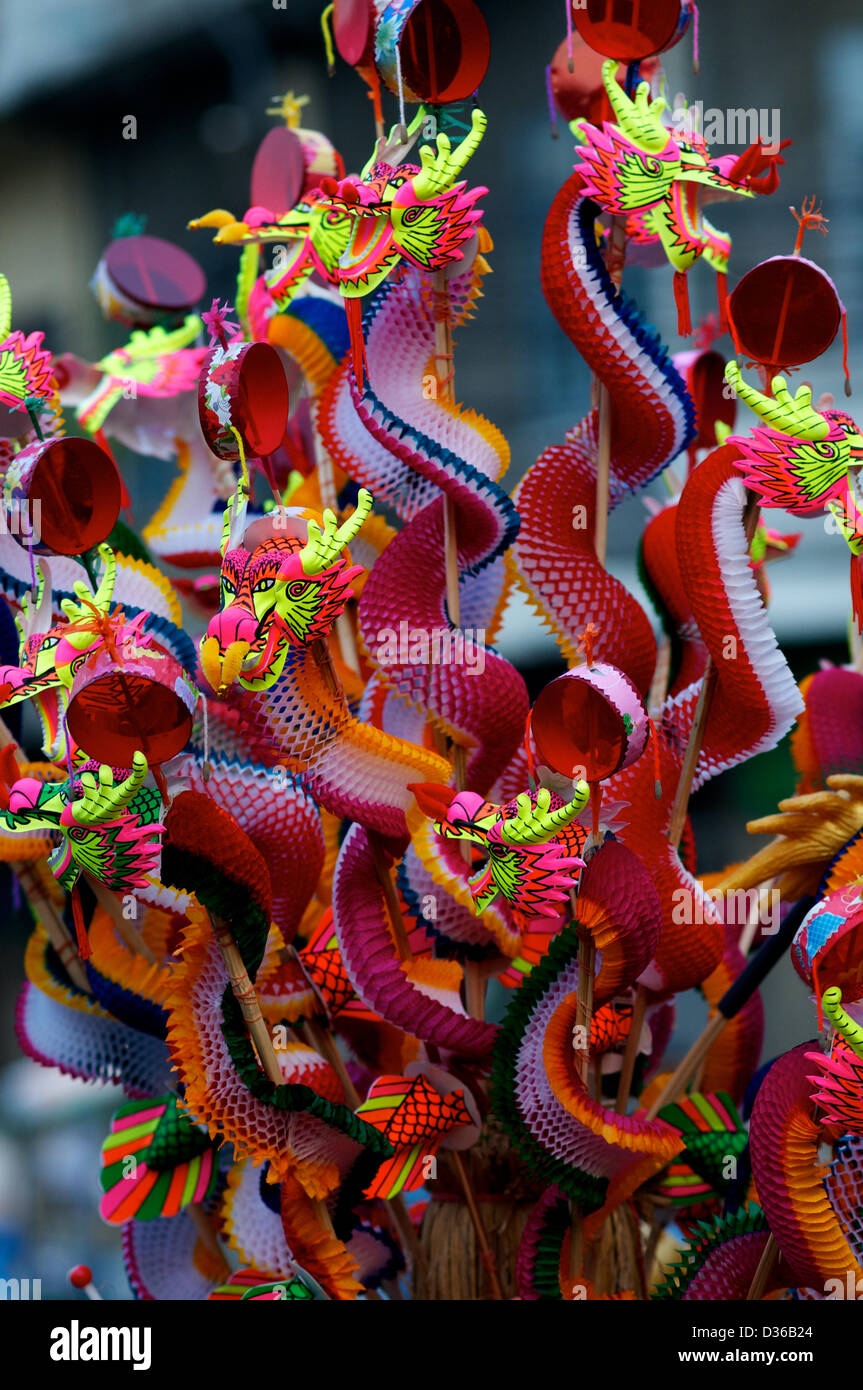 Bangkok, Thailand 11th February 2013. colorful dragons being sold at ...