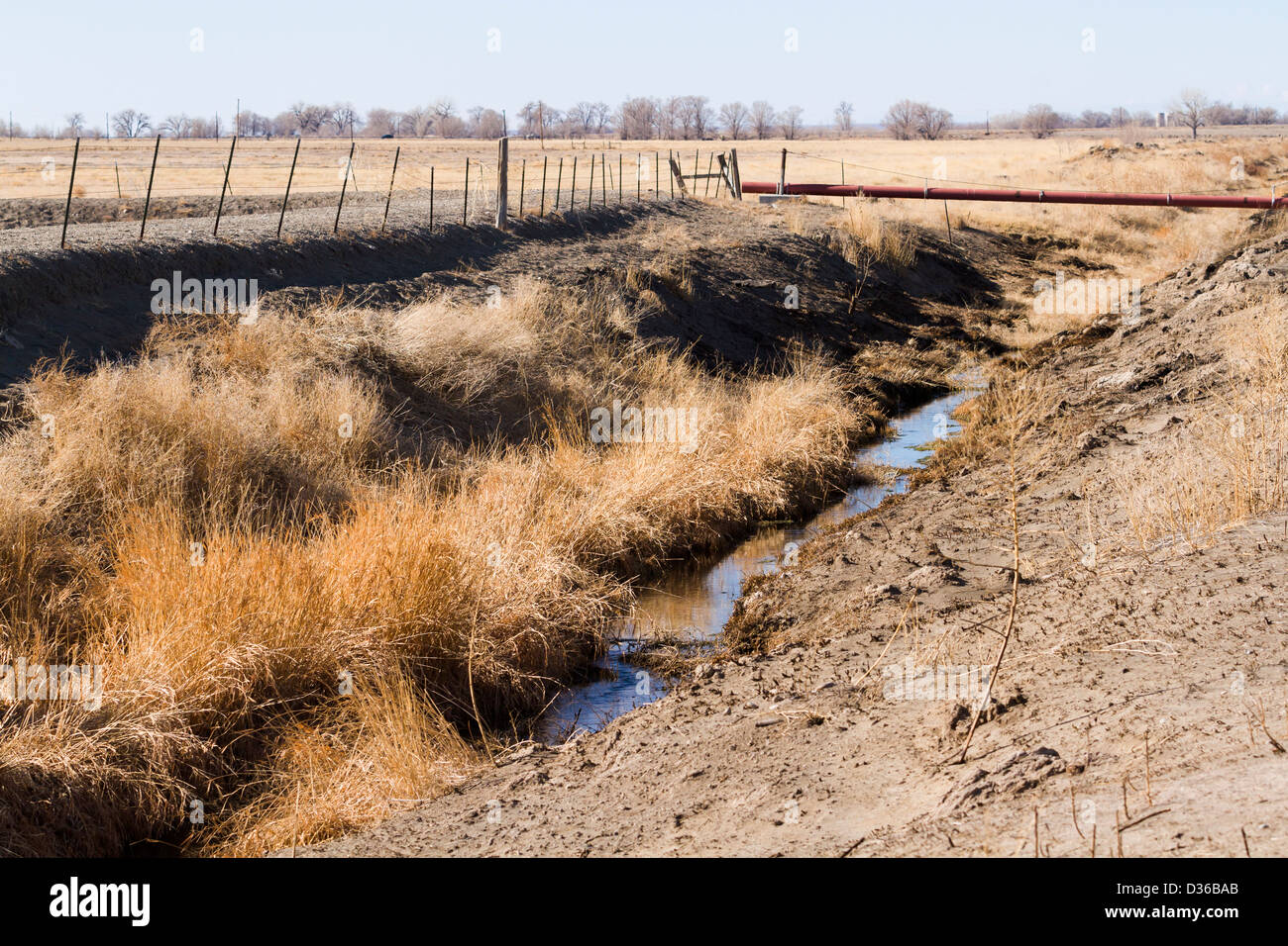 Drainage ditch filled with little water Stock Photo - Alamy