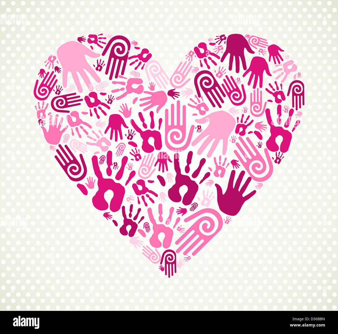 Love heart made with expressive hand print. Vector illustration layered ...