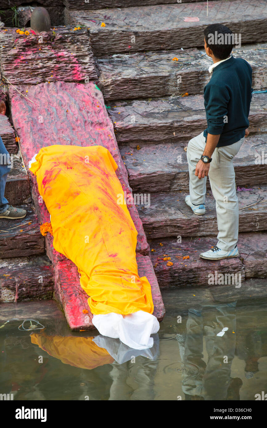 A Hindu cremation ceremony at Pashupatinath Temple, a Hindu temple of ...