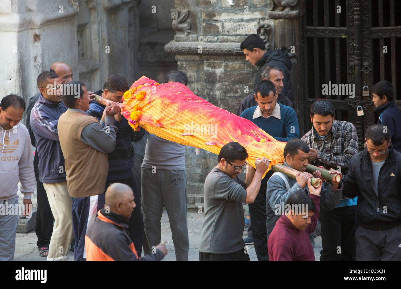 A Hindu cremation ceremony at Pashupatinath Temple, a Hindu temple of ...