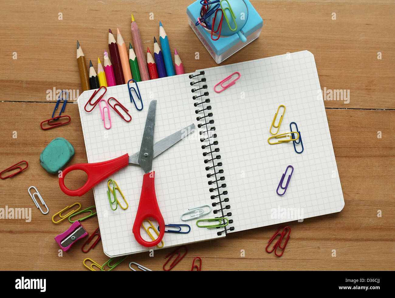 Color office tools Stock Photo - Alamy