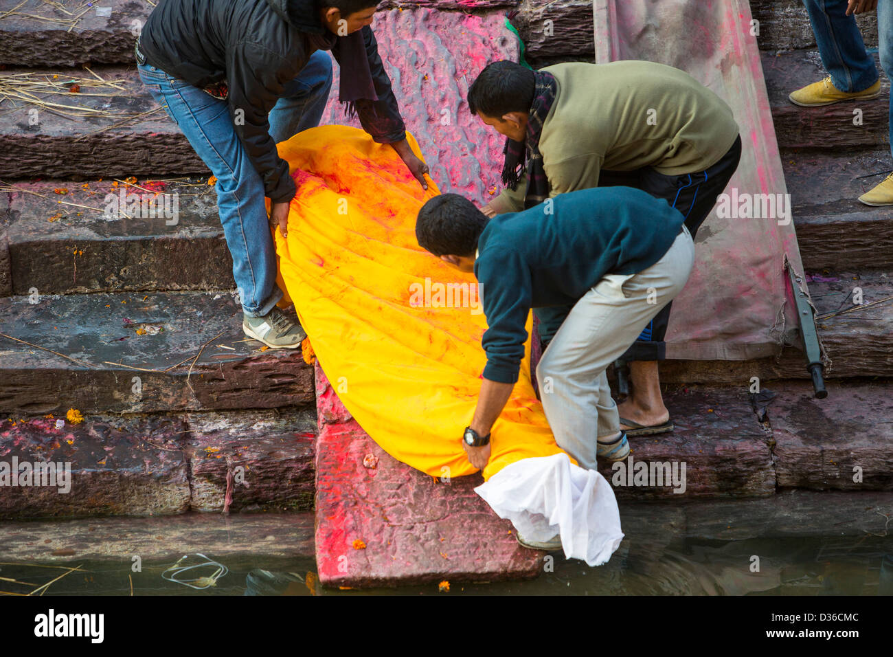A Hindu cremation ceremony at Pashupatinath Temple, a Hindu temple of ...