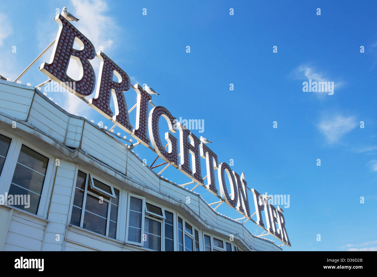 Brighton Pier sign, Brighton, Sussex, England Stock Photo - Alamy