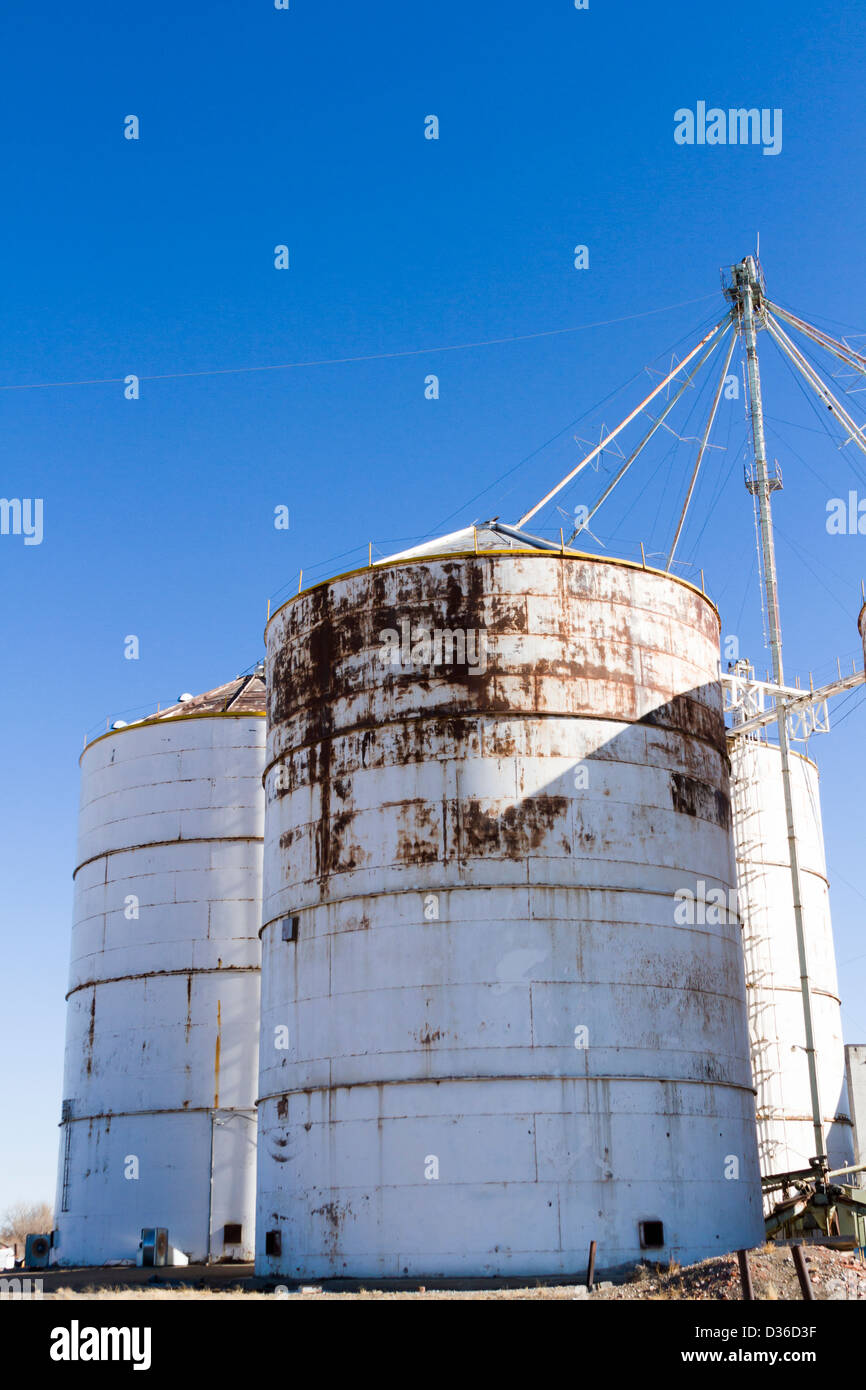 Abandoned feed silos in rural area Stock Photo - Alamy