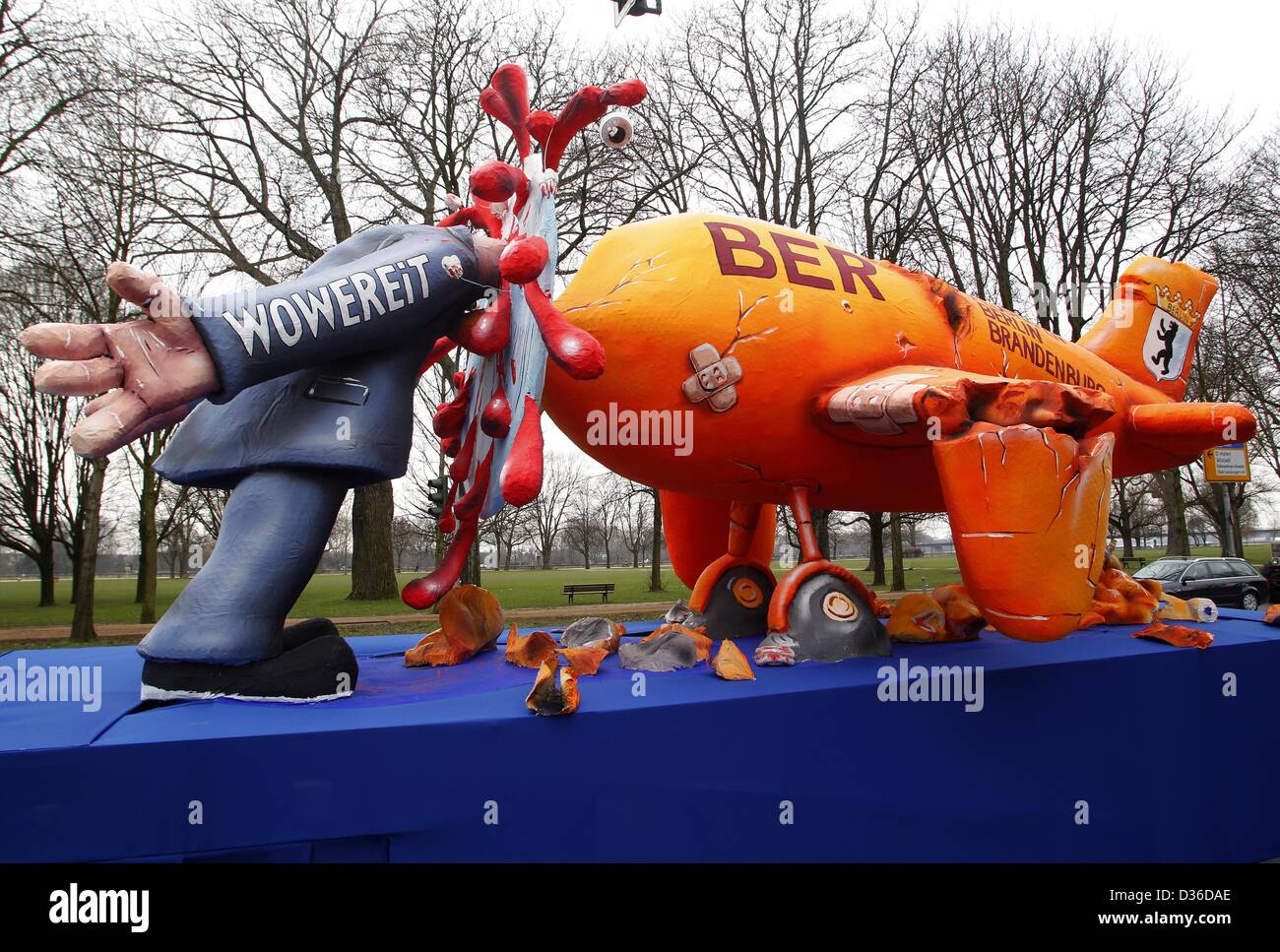 A carnival float on the topic of the Berlin Airport take part in the ...