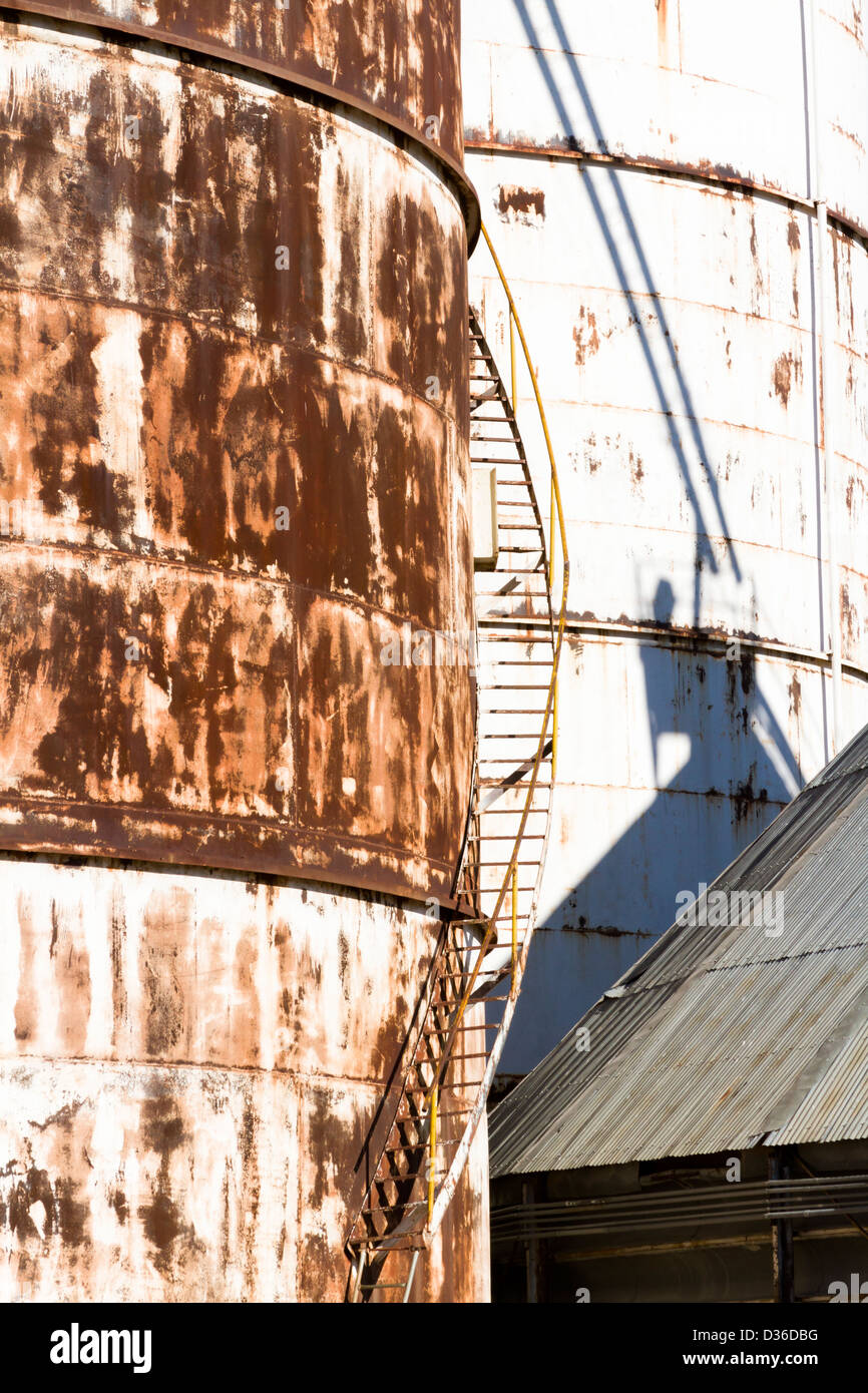 Abandoned feed silos in rural area Stock Photo - Alamy