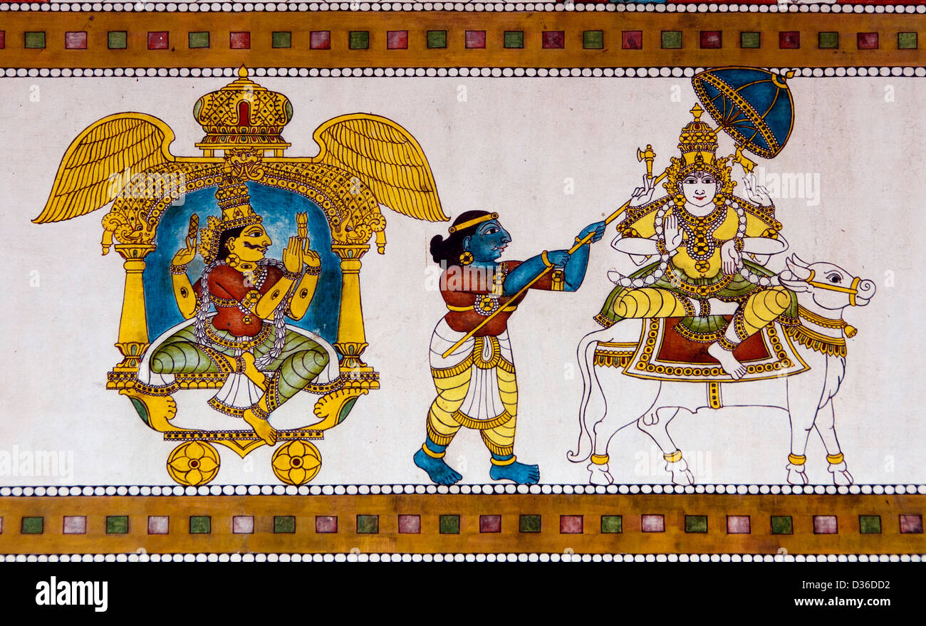 Painting in the Sri Meenakshi Amman Temple Hindu ( dedicated to Parvati ...
