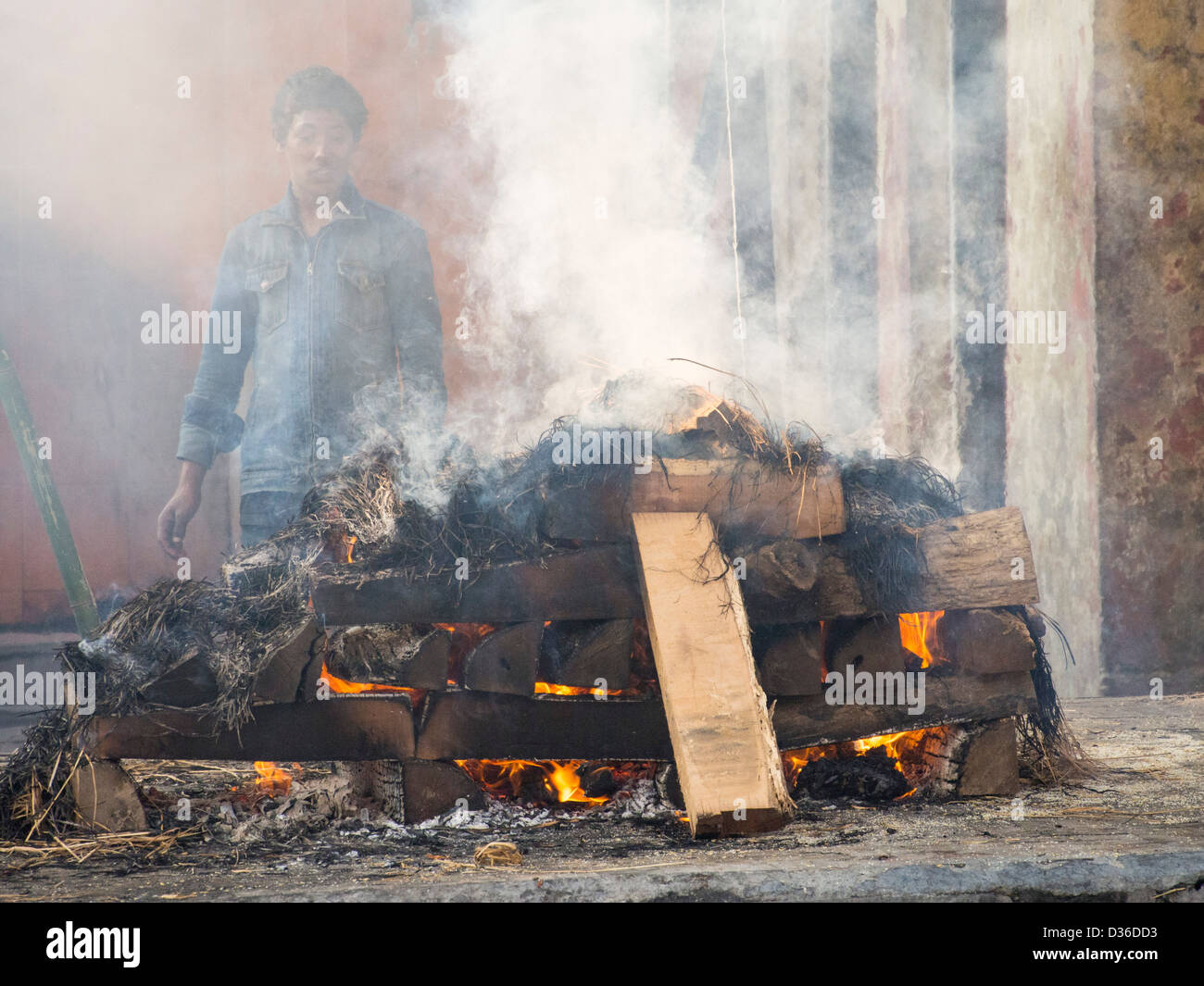 A Hindu cremation ceremony at Pashupatinath Temple, a Hindu temple of ...