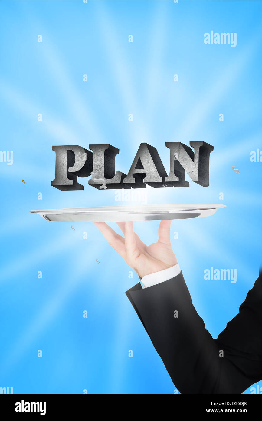 Waiter presenting plan Stock Photo - Alamy