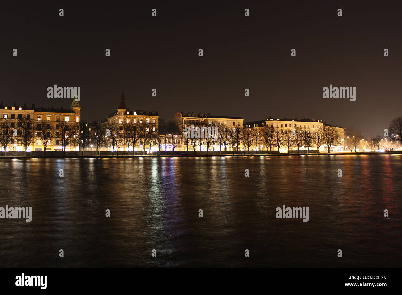 Copenhagen street lights at night Stock Photo - Alamy