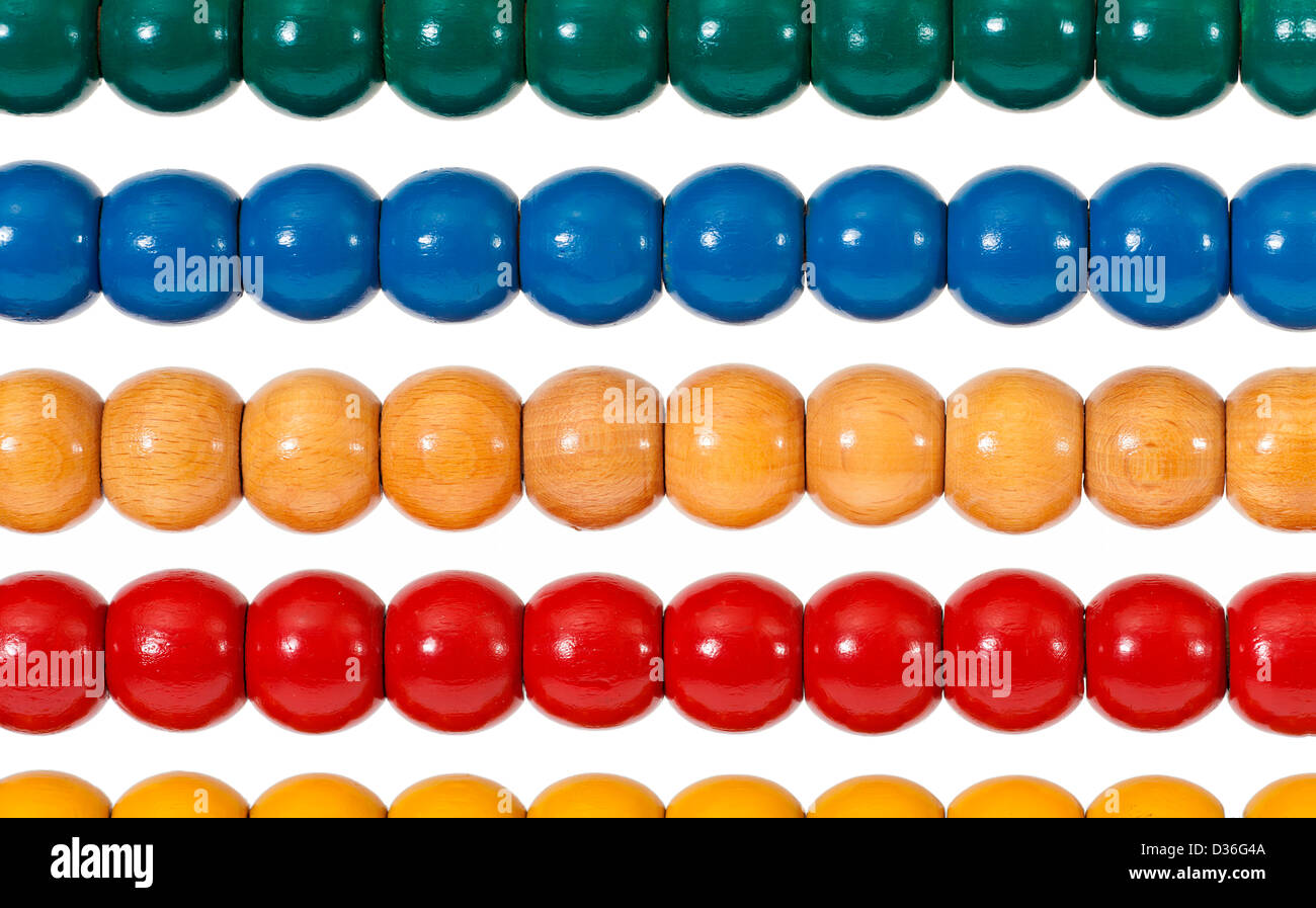 Traditional abacus with colorful wooden beads as a Detailed view in ...