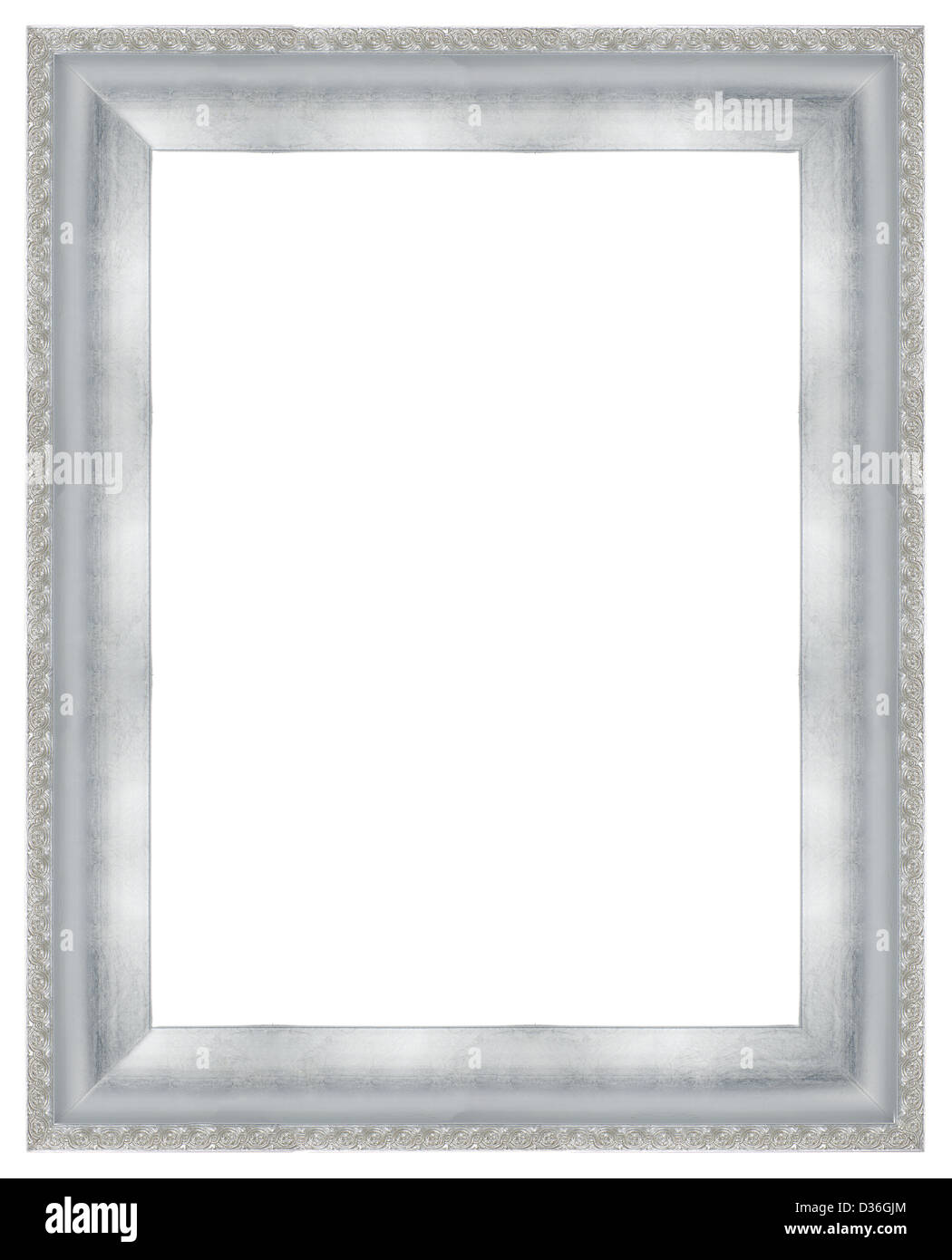 Stylish Silver Frame isolated on white background Stock Photo - Alamy