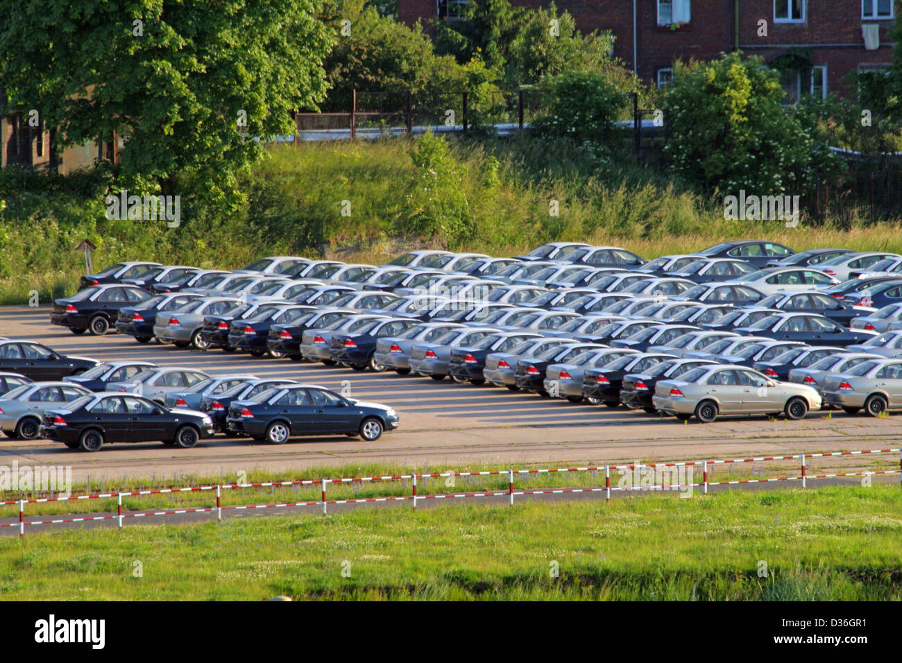 Parking with lot of cars Stock Photo - Alamy